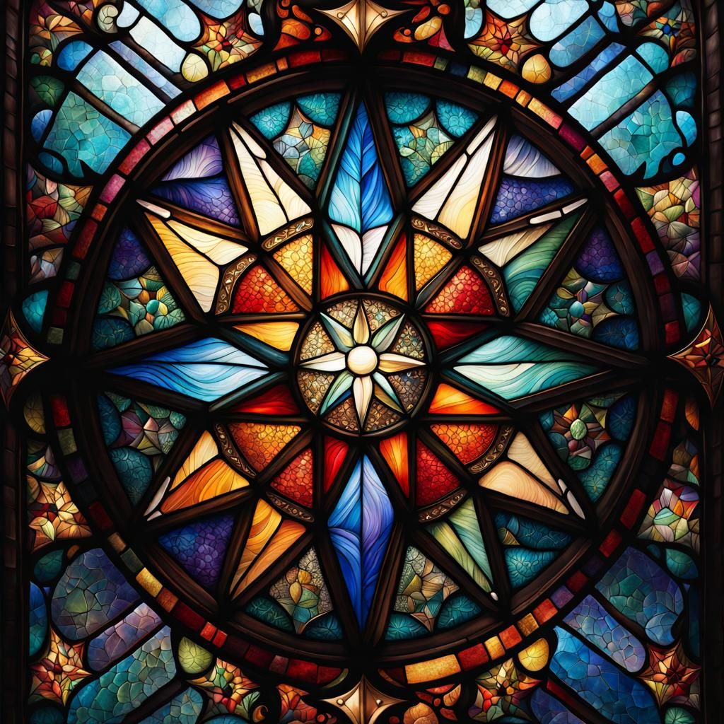 Stained glass Star window - AI Generated Artwork - NightCafe Creator
