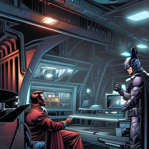 Batman and Alfred working on the Bat-computer - AI Generated Artwork ...