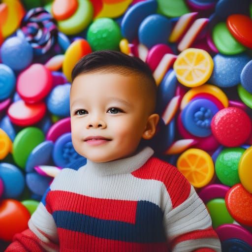 boy among the candies - AI Generated Artwork - NightCafe Creator