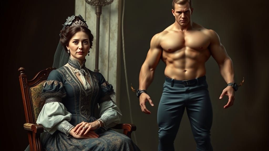 Elegant Victorian Lady Surrounded by a Majestic, B... - AI Art