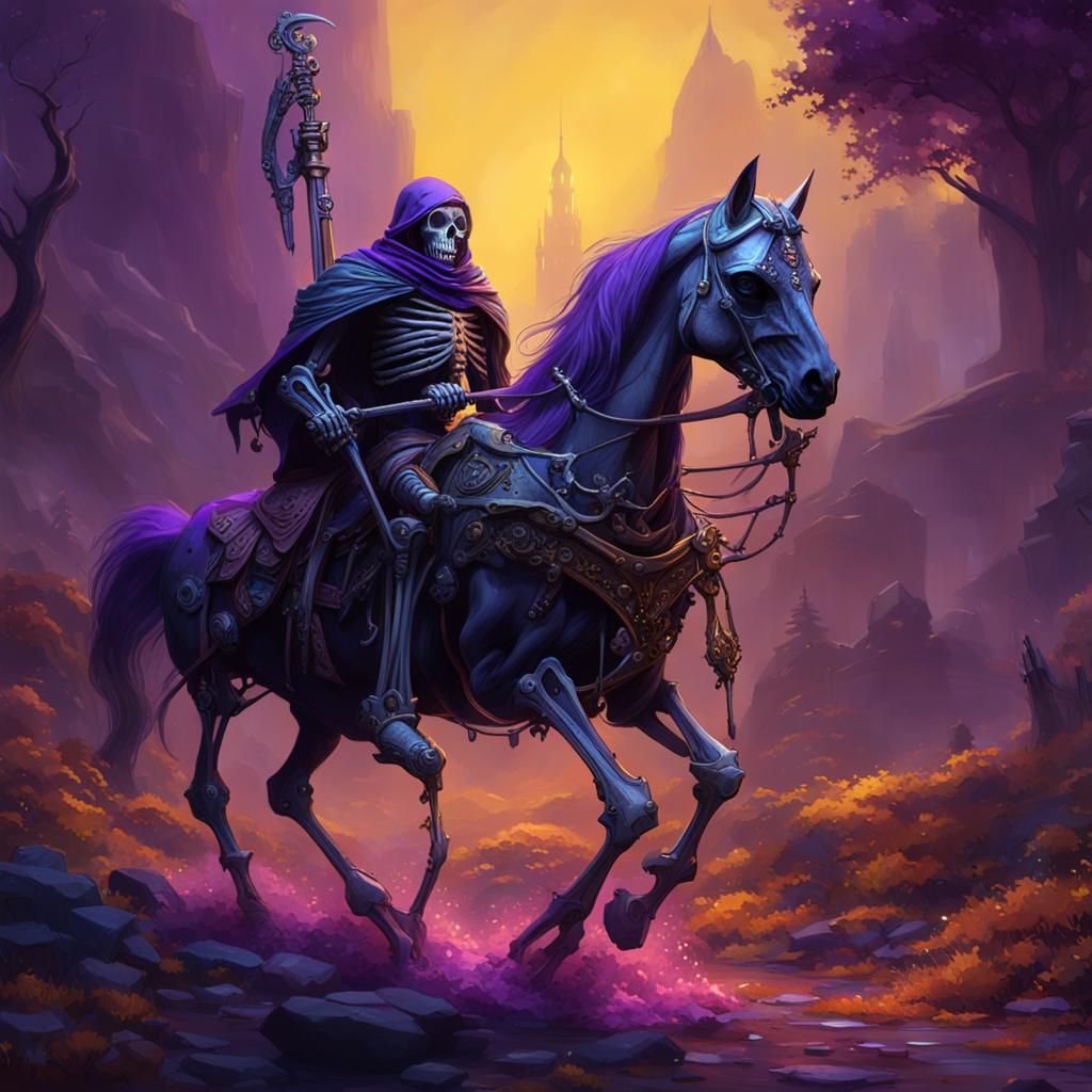 skeleton rider and his skeleton horse - AI Generated Artwork ...