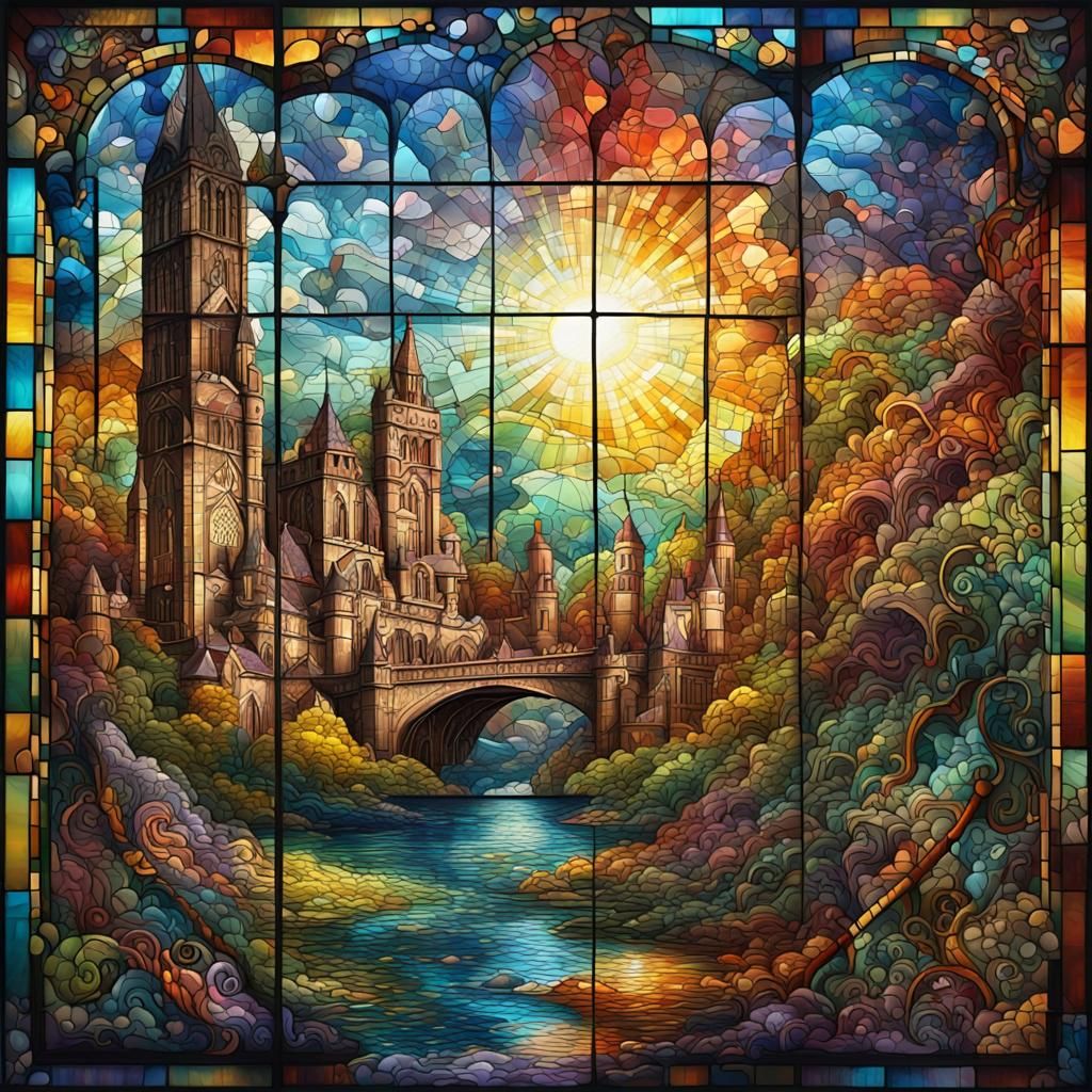 Fantasy in Stained Glass - AI Generated Artwork - NightCafe Creator