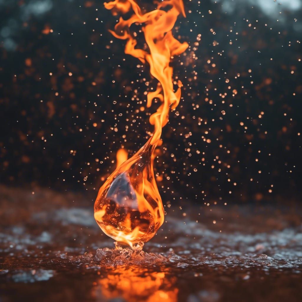 Water droplet on fire with vivid flames - AI Generated Artwork ...