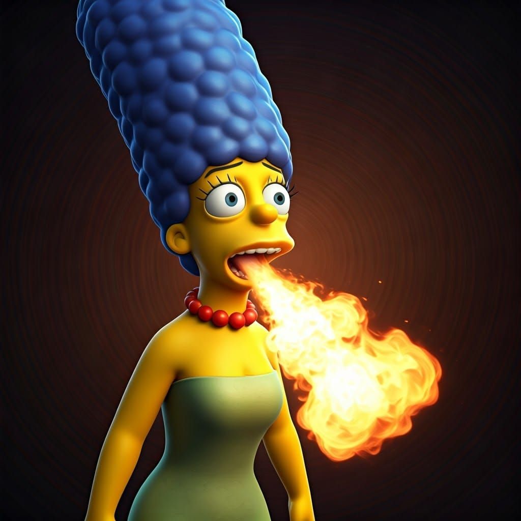 Marge Simpson breathes fire - Marge Simpson Ignites with Fie...