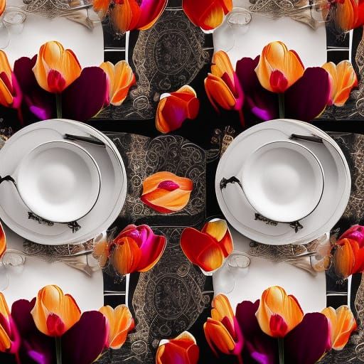 Tulip dinnerware - AI Generated Artwork - NightCafe Creator
