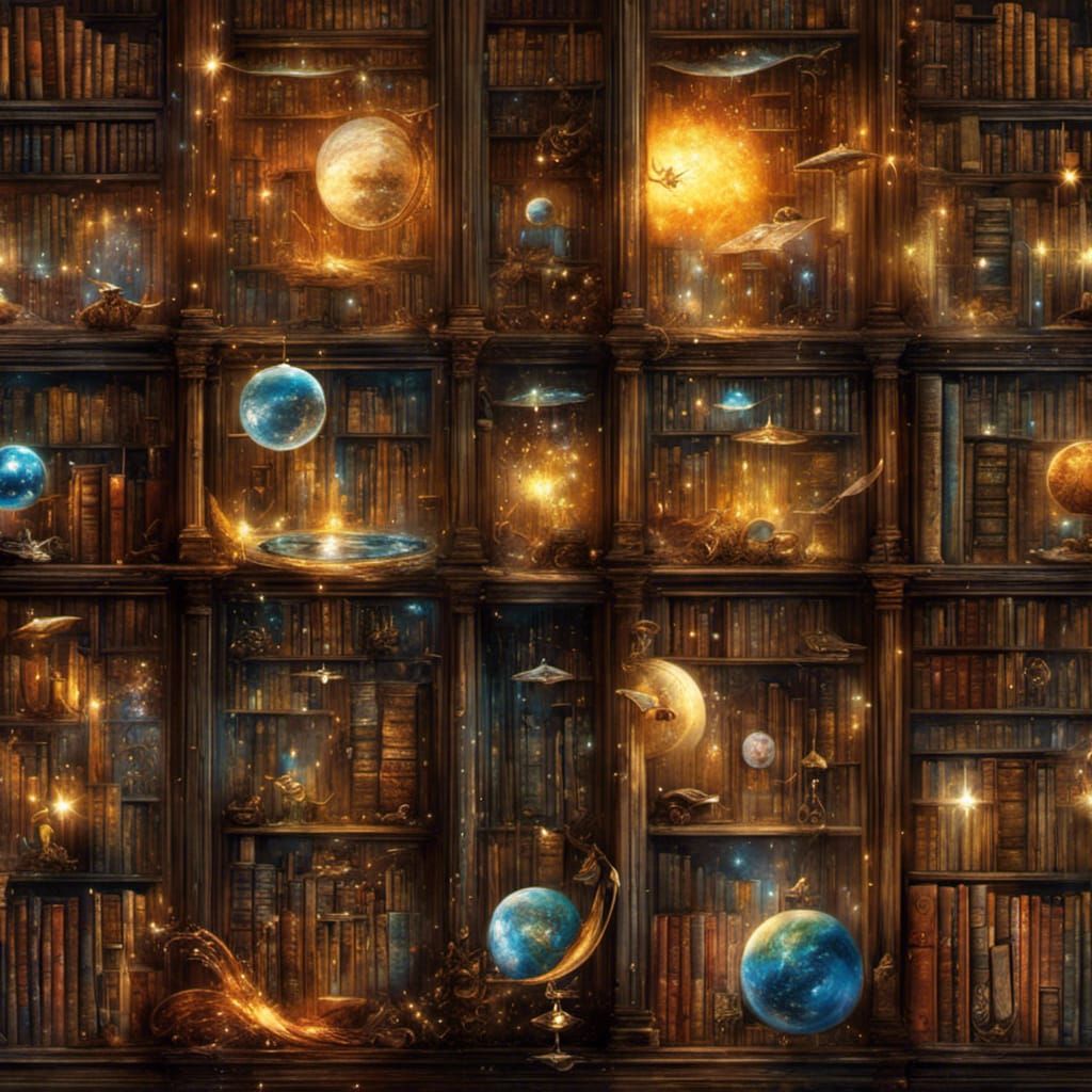 Magical Bookcase - AI Generated Artwork - NightCafe Creator
