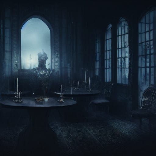 Ethereal Goth Goddess in Haunting Coffee Shop Atmo... - AI Art