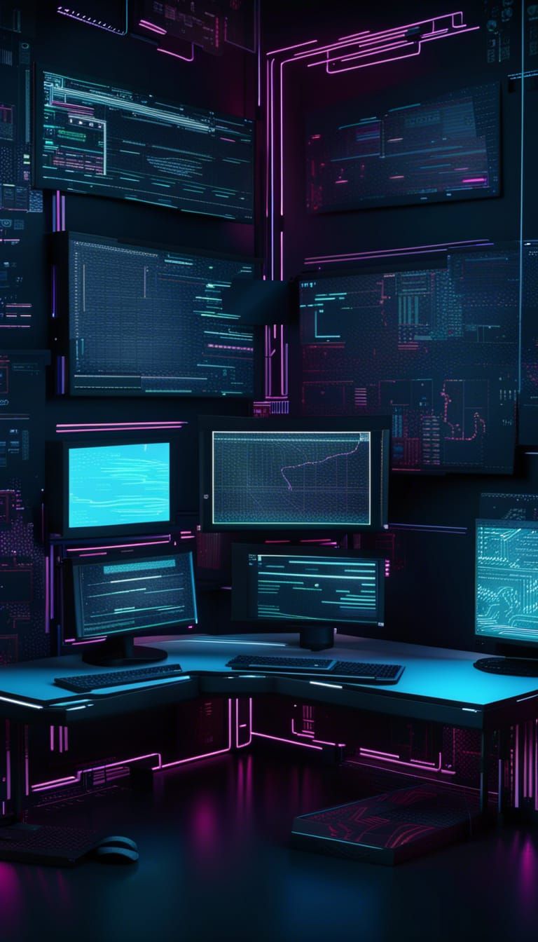 hacker room wallpaper - AI Generated Artwork - NightCafe Creator