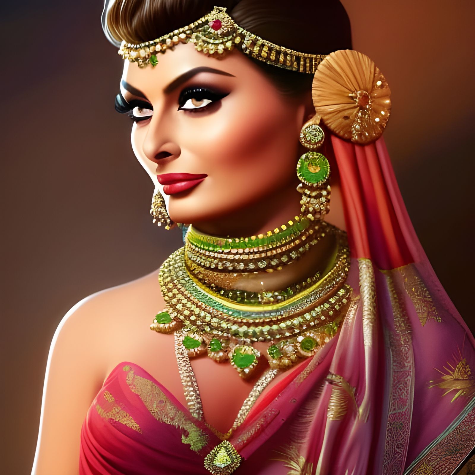 1955 Sophia Loren in Paakistani dress, big bosom waifu fashion model ...