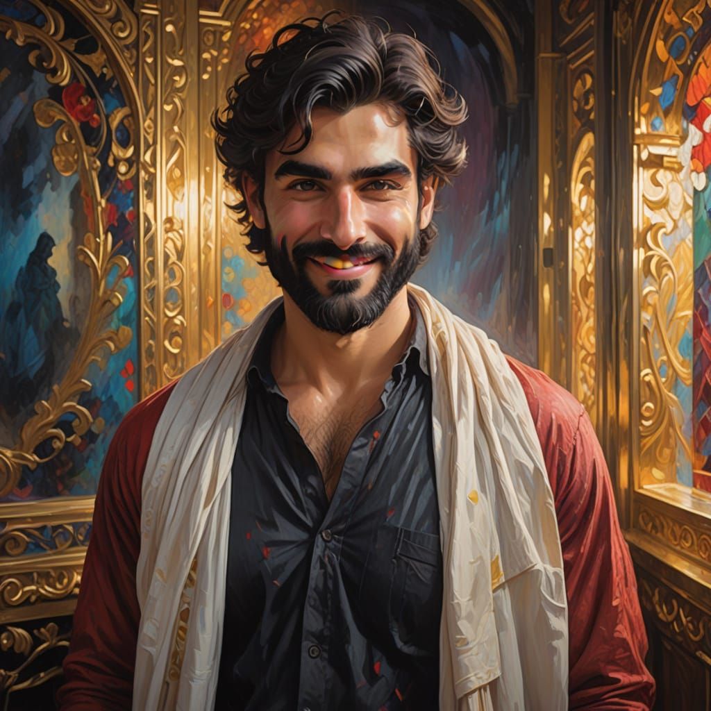 Haha! - Neo-Expressionist Portrait of a Persian Gentleman