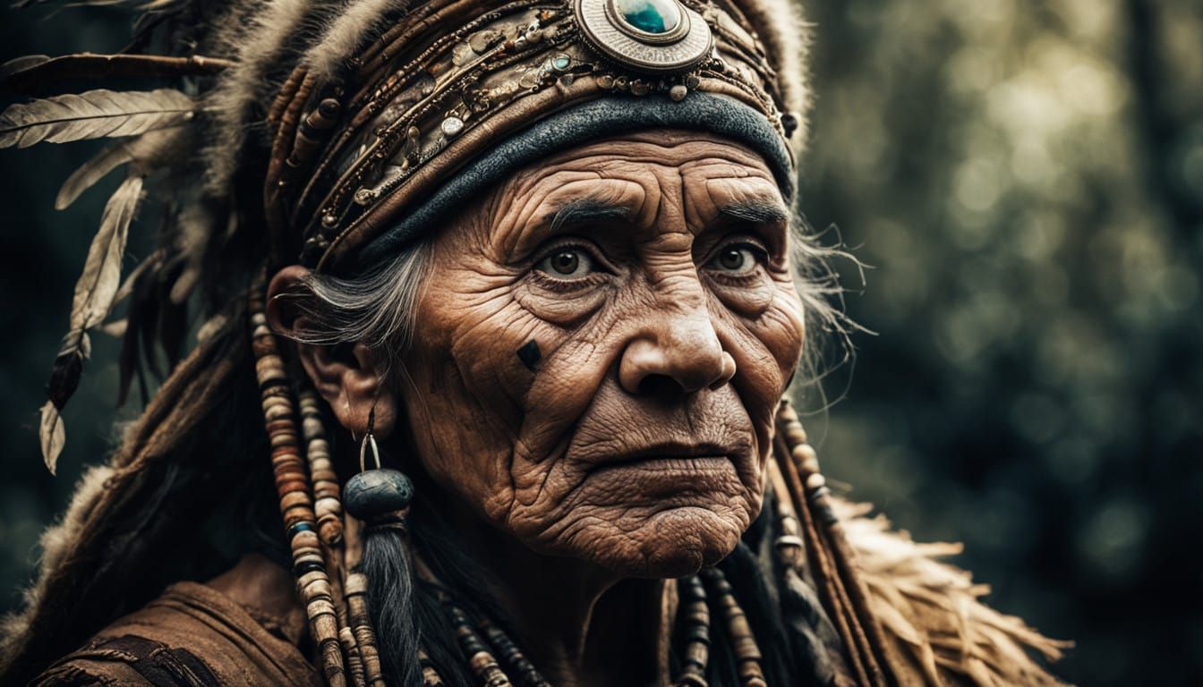 An old shaman woman. - Mystical Shaman Woman in Cinematic P...