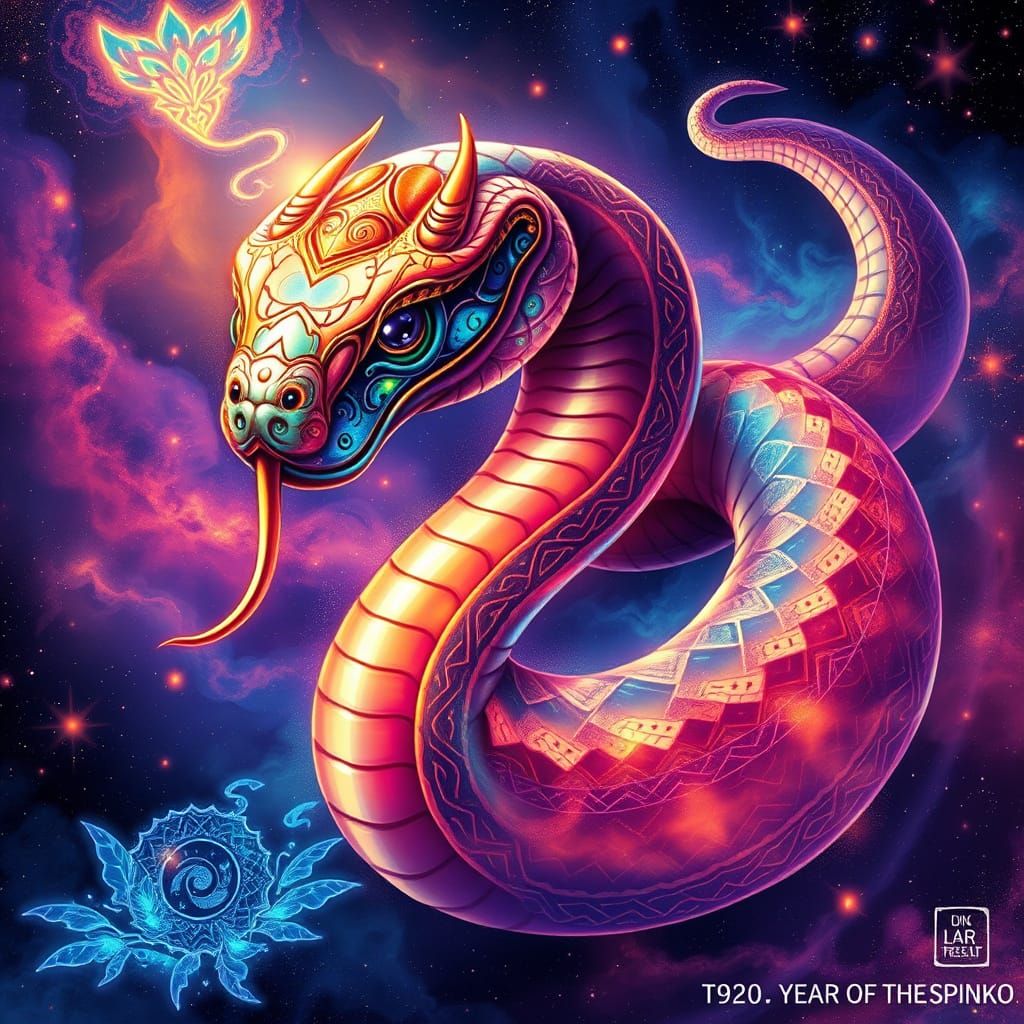 Snake God in Astral Realm, Blending Shamanic and H... - AI Art