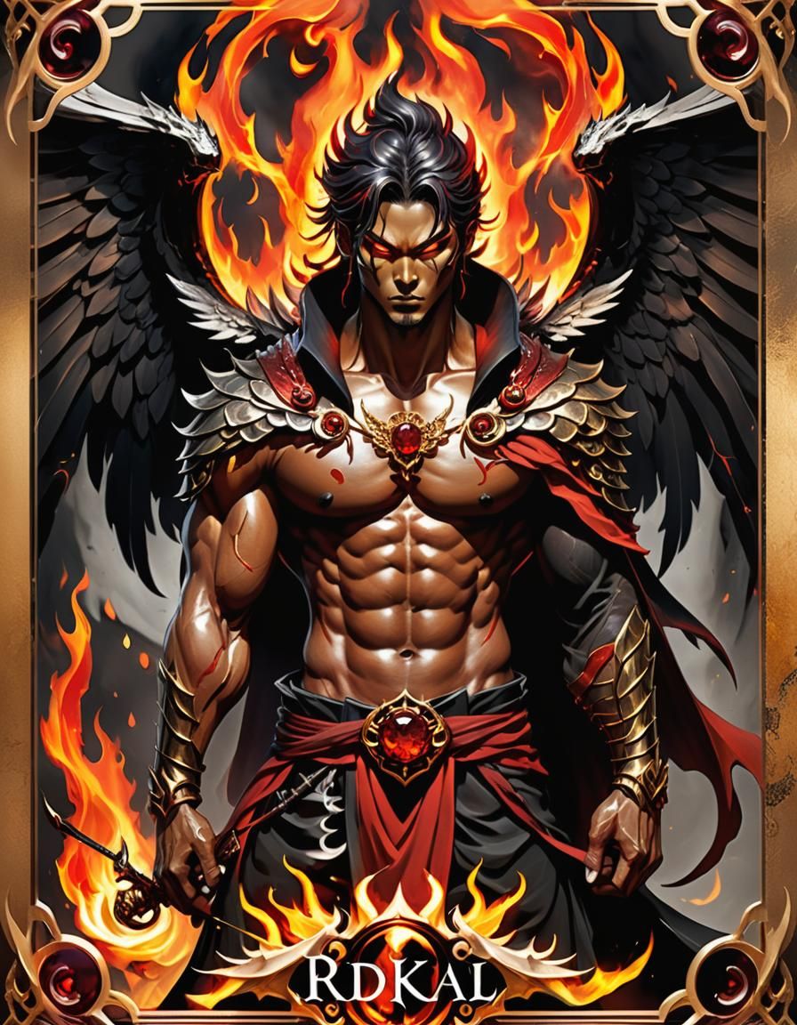 Ethereal Yokai Assassin in Fiery Inferno - AI Art