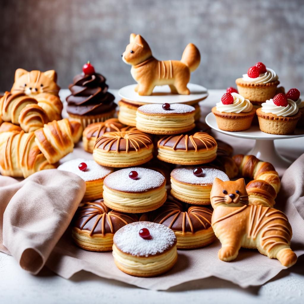 Cat and dog pastries - AI Generated Artwork - NightCafe Creator