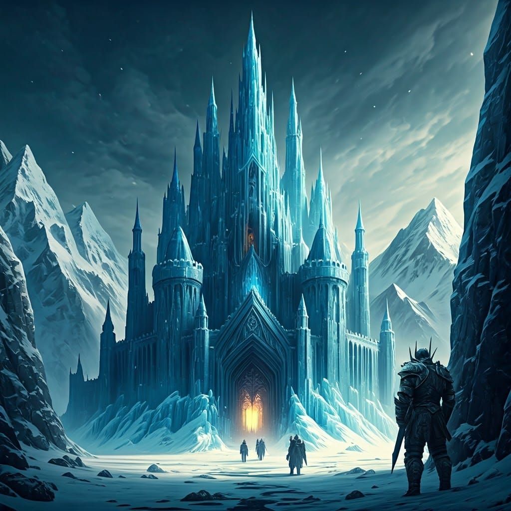 Epic Ice Castle Guardians in Frozen Fantasy Realm - AI Art