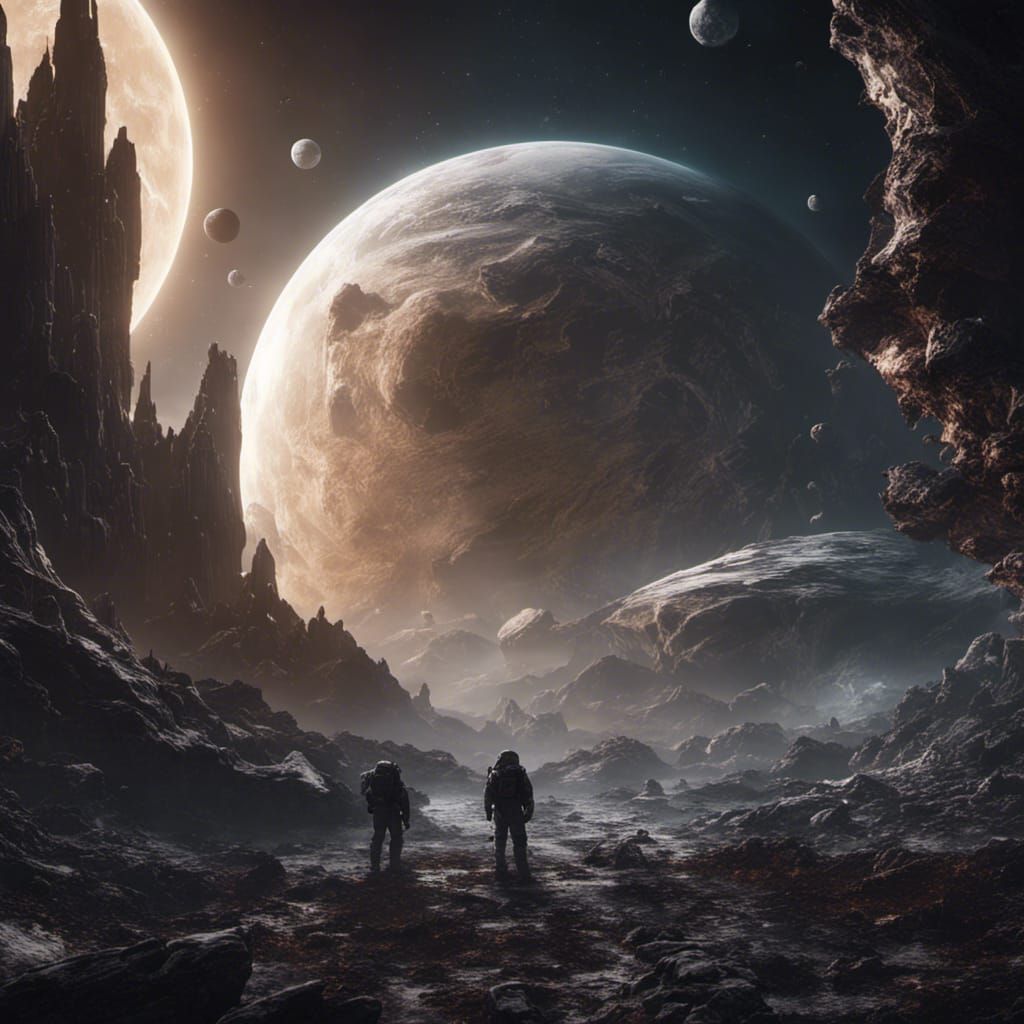Exploring moons - AI Generated Artwork - NightCafe Creator