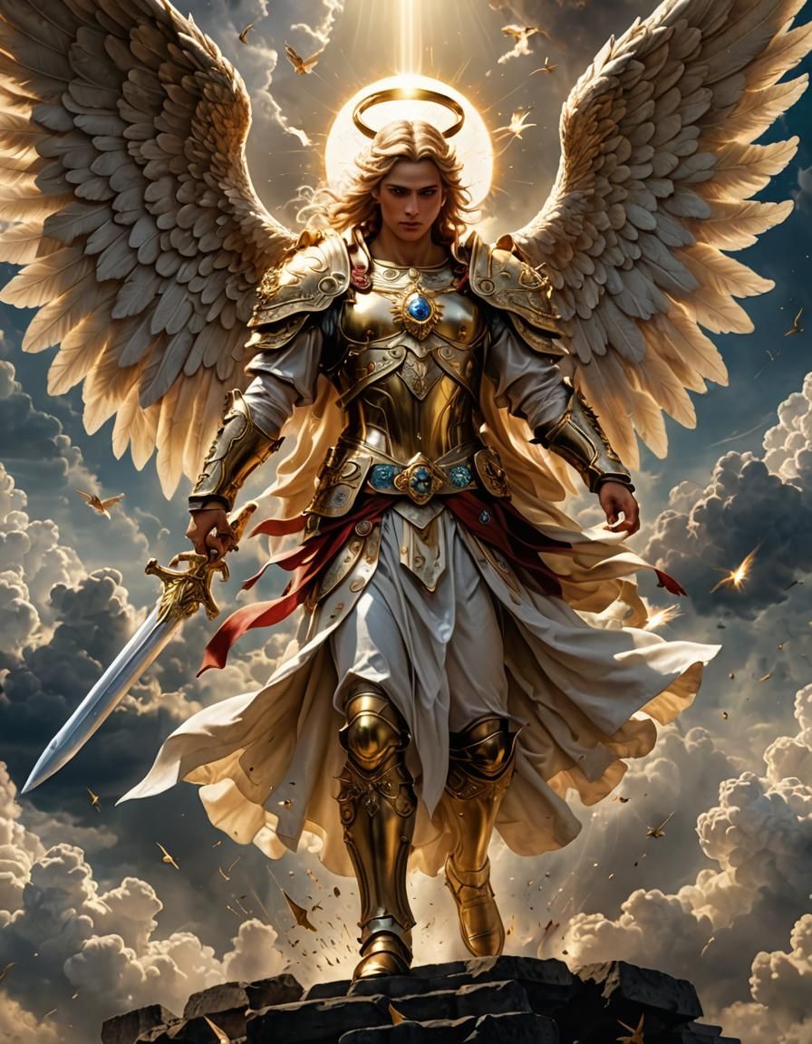An angel in full battle regalia - AI Generated Artwork - NightCafe Creator