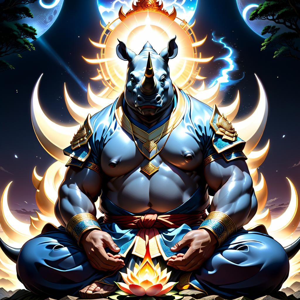 Rhinoceros God, Meditation King of Wisdom - AI Generated Artwork ...