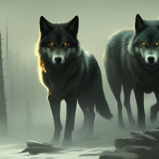 Wolves in the mist - AI Generated Artwork - NightCafe Creator