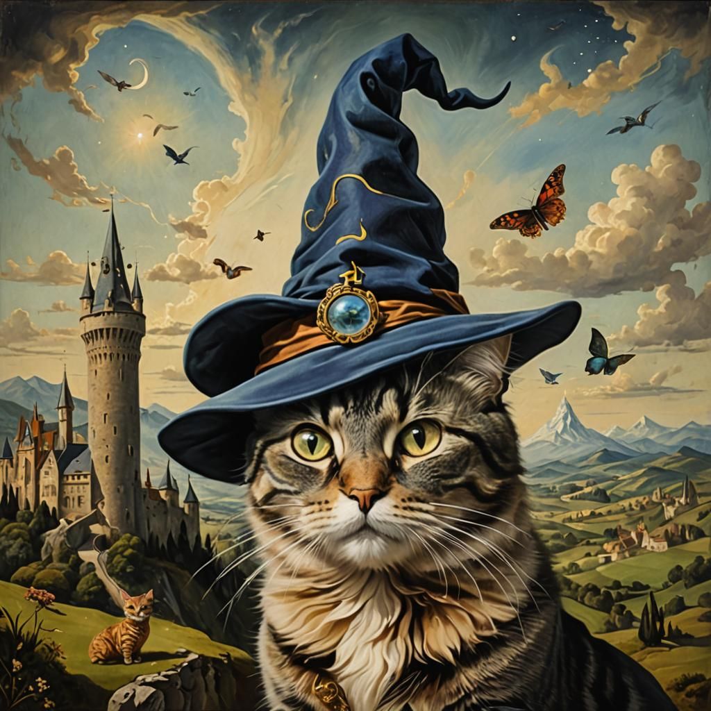 Wizard Hat Cat 🧙🏻‍♂️😸 - AI Generated Artwork - NightCafe Creator