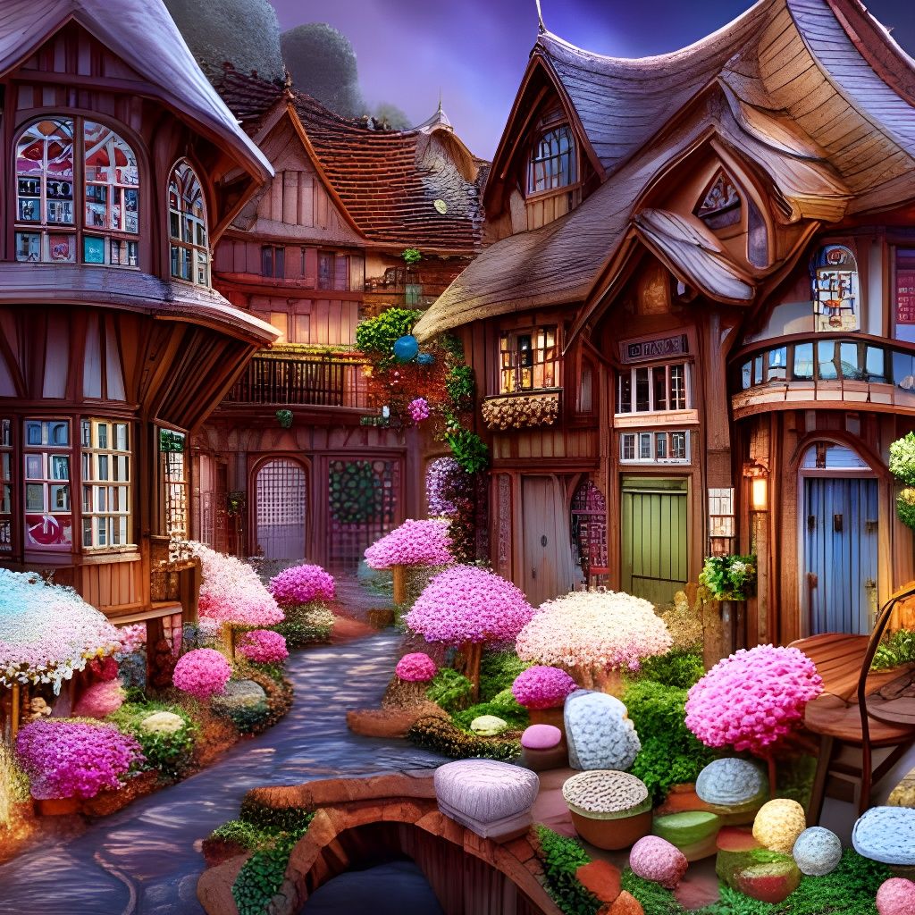 Flower town - AI Generated Artwork - NightCafe Creator