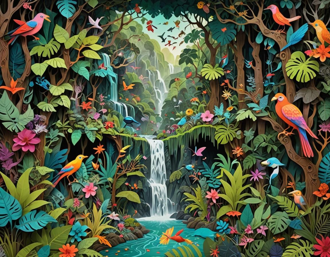 Paper Collage Art: Rainforest - Paper Collage Art: Rainfore...
