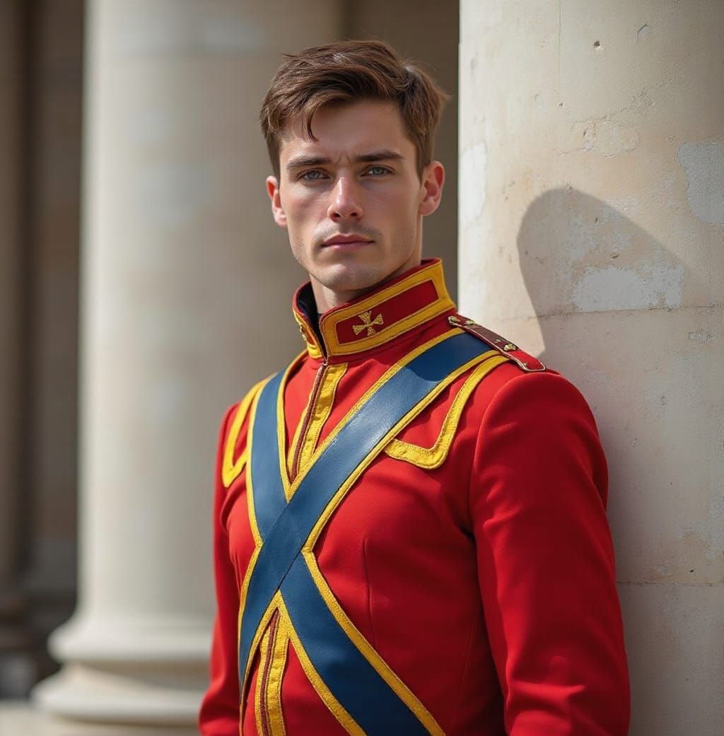 Handsome Swiss Guard in Renaissance-Inspired Unifo... - AI Art