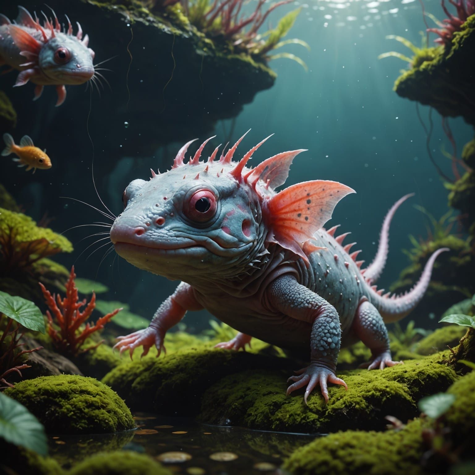 Axolotls in an Epic Cinematic Scene - AI Art