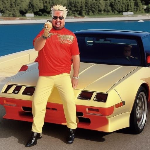 Guy Fieri with a Pontiac Fiero - AI Generated Artwork - NightCafe Creator