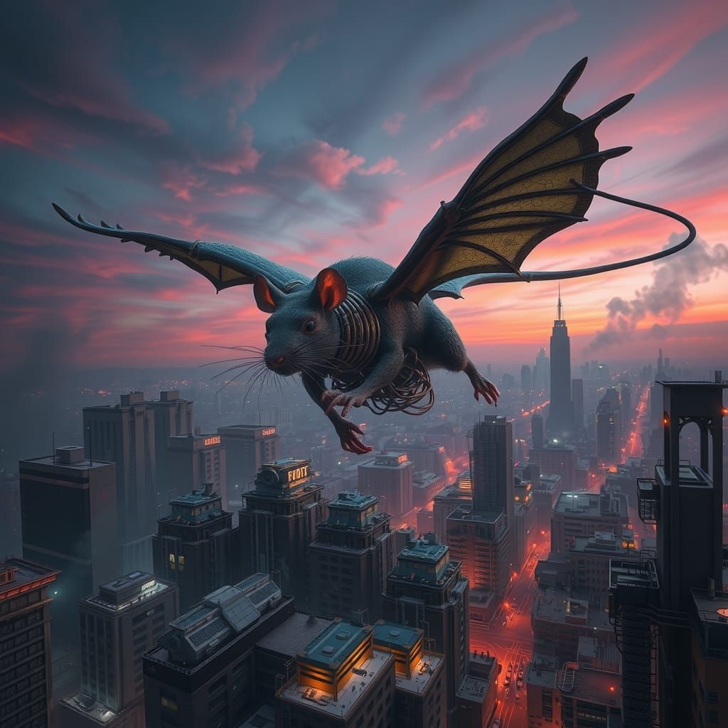 Flying Rat Soars II - AI Generated Artwork - NightCafe Creator