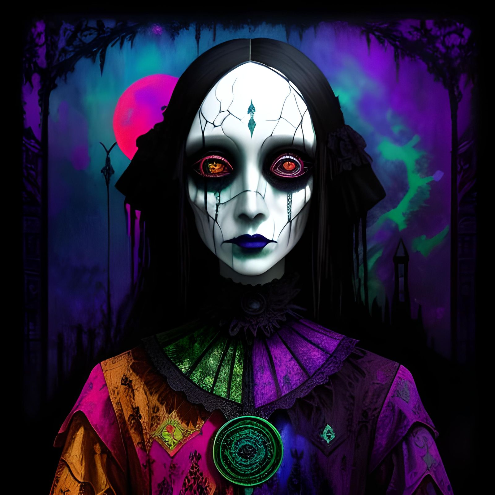 Apprehensive gothic art folk art psychedelic art mysterious colorful ...