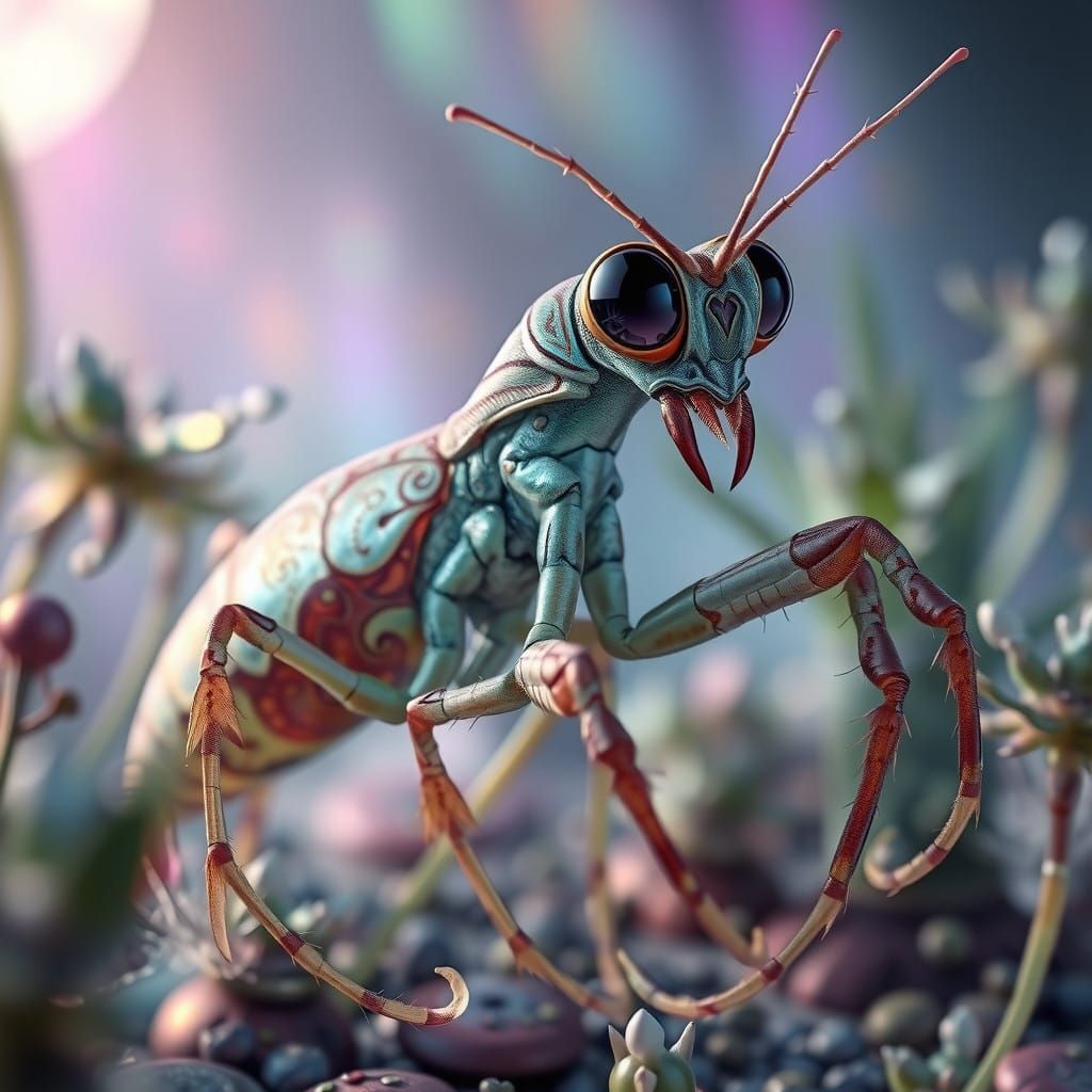 Alien Exoplanet Creature Emerges with Iridescent P... - AI Art