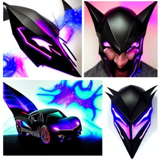 Dark Knightmare Batmobile, demonic, alcohol ink, fiber optic lighting ...