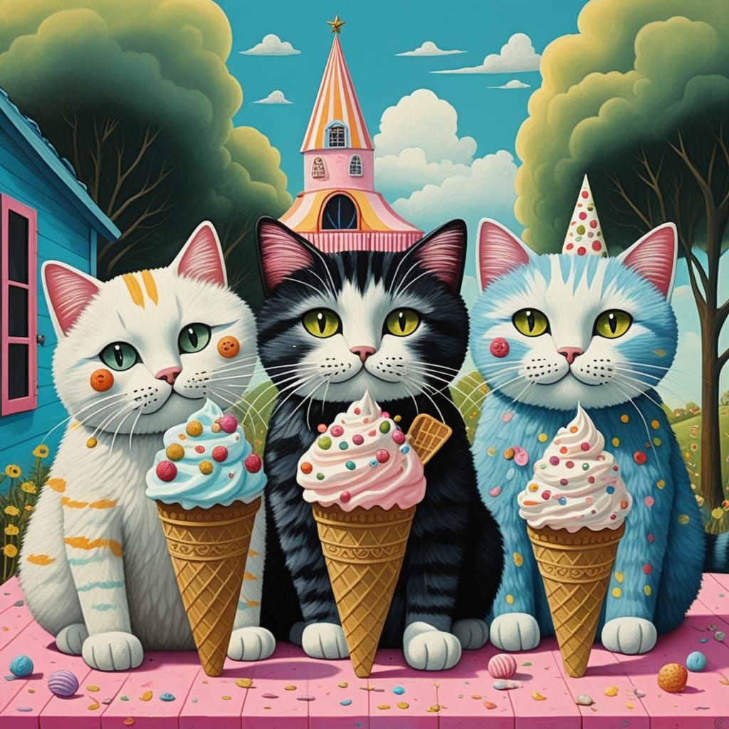 CATS Eating Ice Cream - CATS Eating Ice Cream
