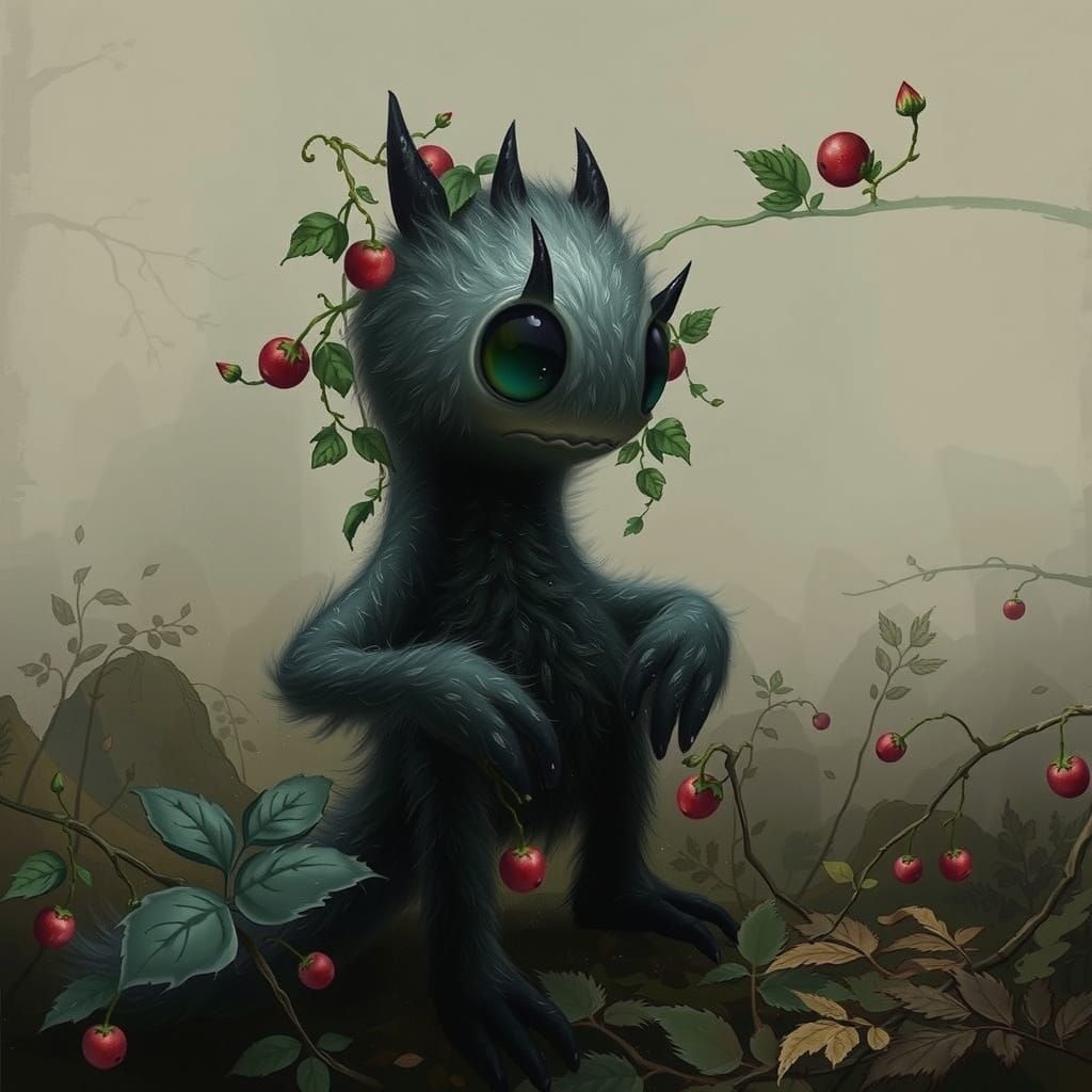 Gray Berry Monster Foo - Mystical Gray Berry Monster in Whim...