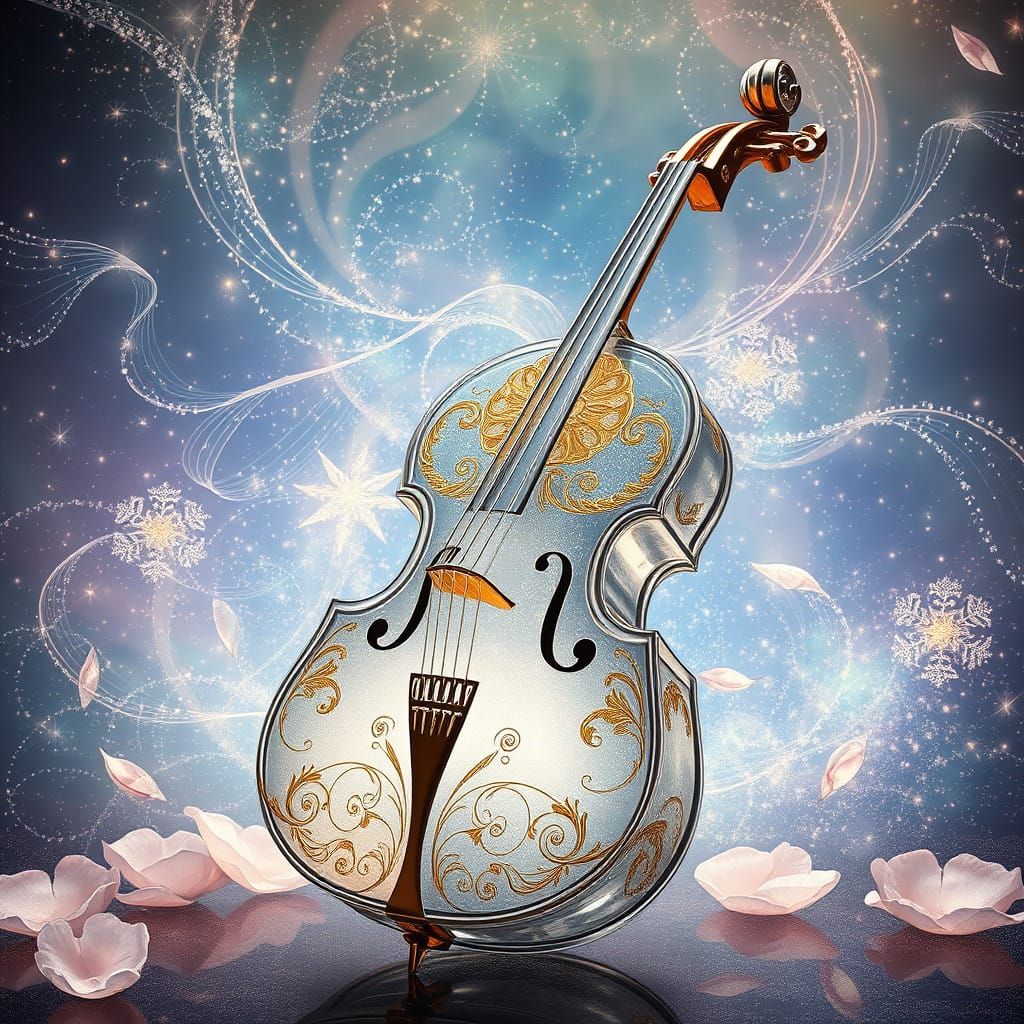 Crystal Glass Cello Shines in Enchanted Realm of S... - AI Art