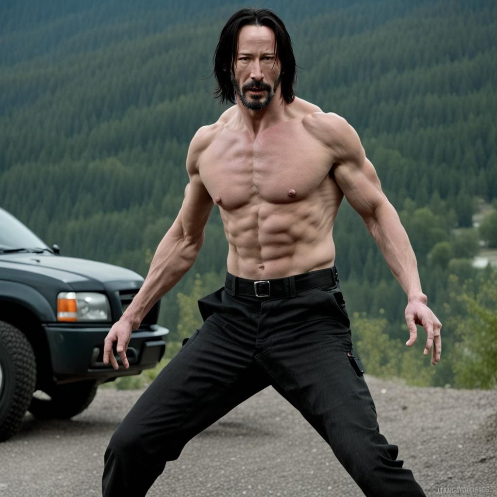 mascluine and massivly muscular keanu reeves - AI Generated Artwork ...