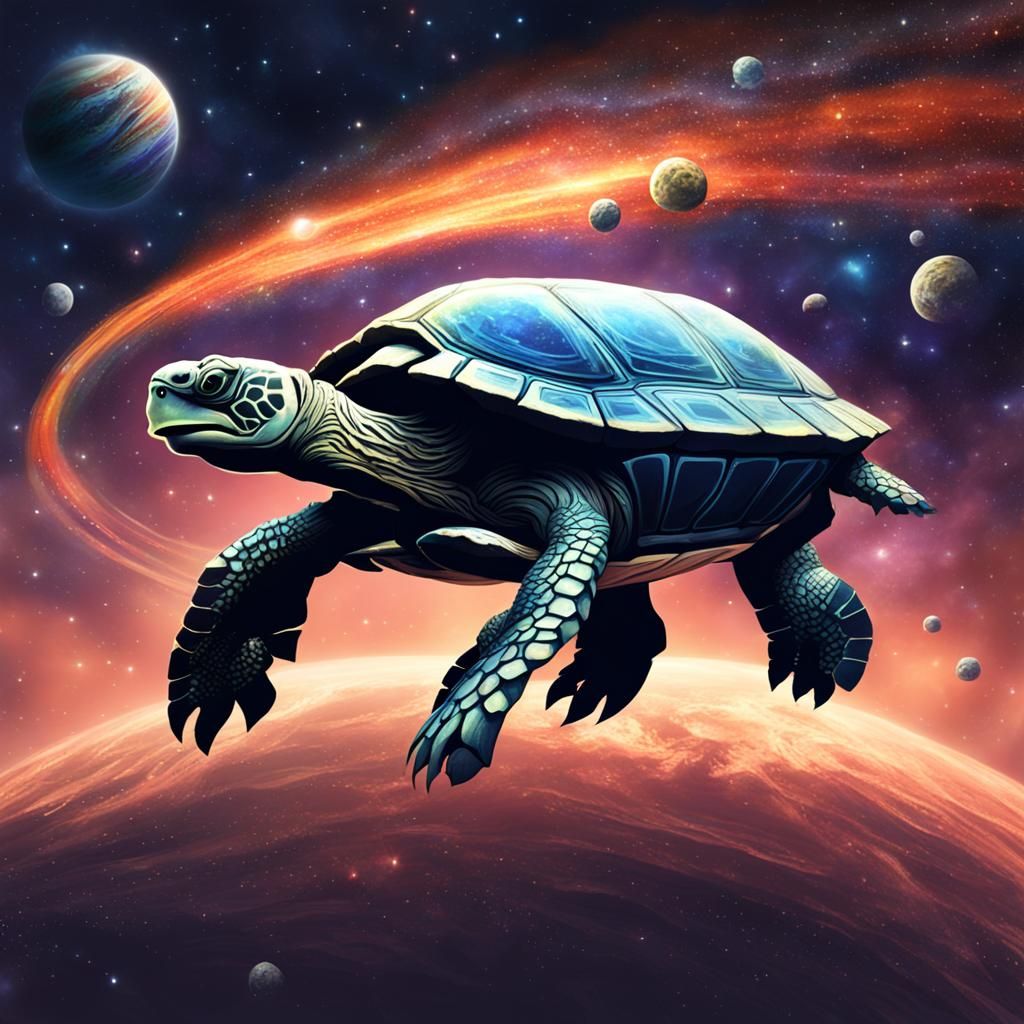 Space turtle going fast - AI Generated Artwork - NightCafe Creator