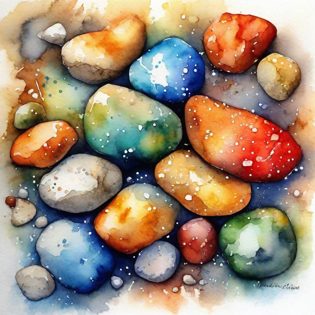 Watercolor Beach Pebbles - AI Generated Artwork - NightCafe Creator