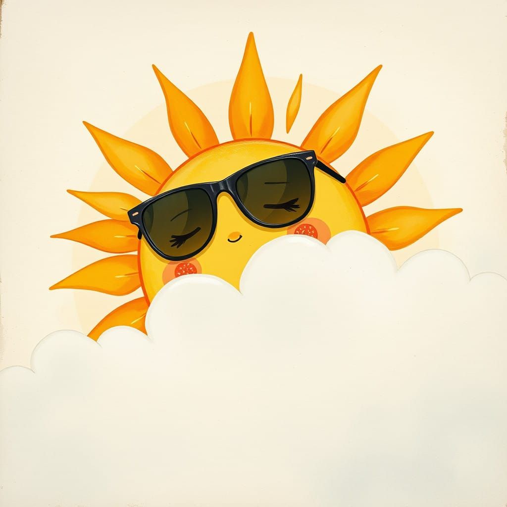 Surreal Sun Character Slumbers Behind Soft Clouds ... - AI Art