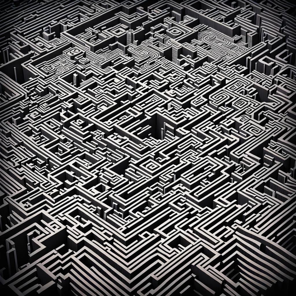 A large, intricate maze made up of different geometric shapes and ...
