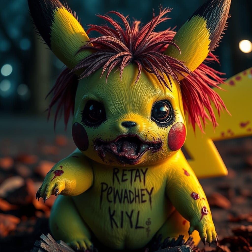 Dark Fantasy Pikachu in Midnight Decay - AI Art