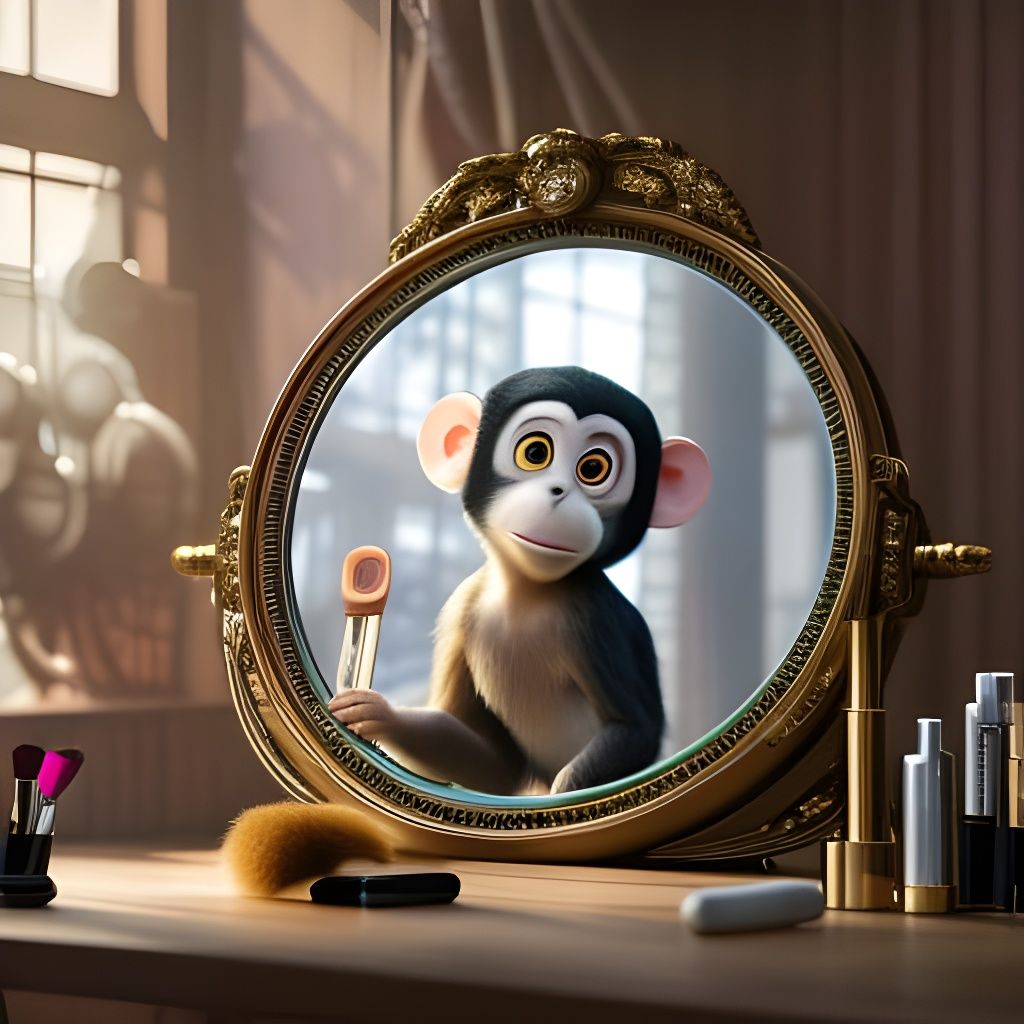 Monkey looking in the mirror - AI Generated Artwork - NightCafe Creator