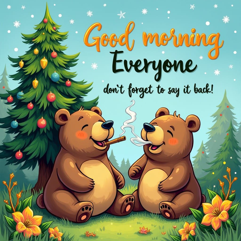 Whimsical Morning Greeting in Bold Cursive - AI Art