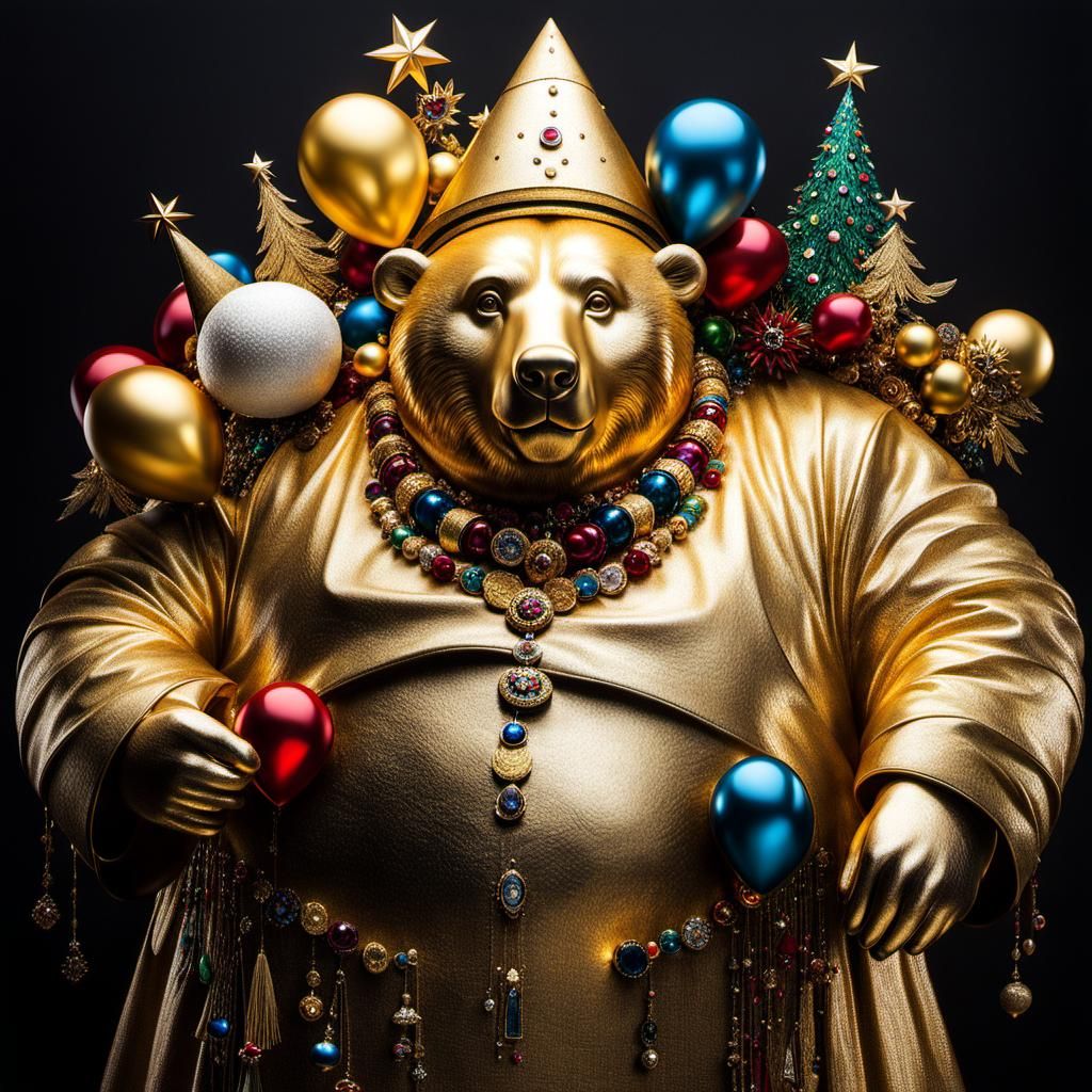 "Gem Adorned Golden Obese Bear Santa Pope": photograph by Stephen ...
