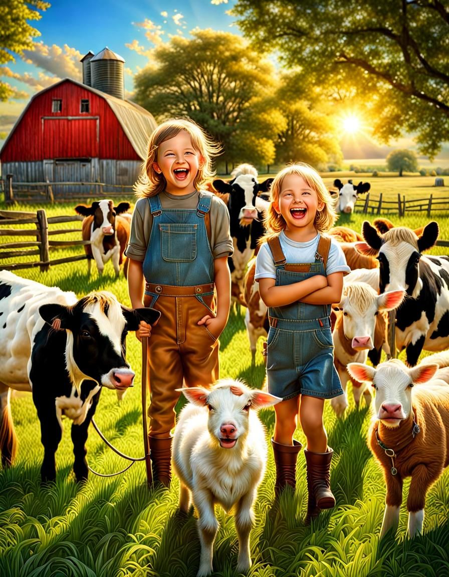 Laughing Down on the Farm - AI Generated Artwork - NightCafe Creator