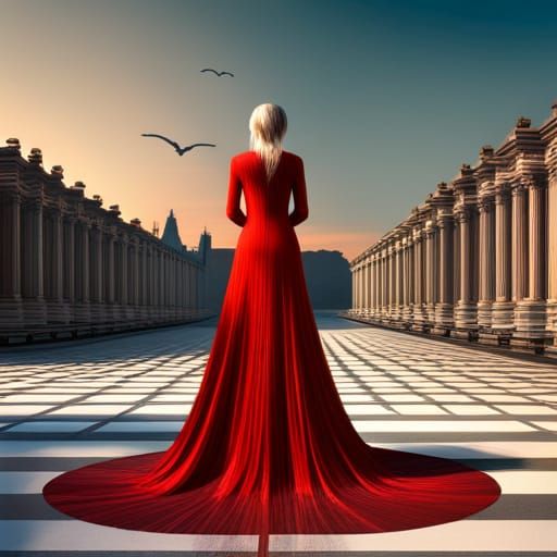 Woman in a red dress III - AI Generated Artwork - NightCafe Creator