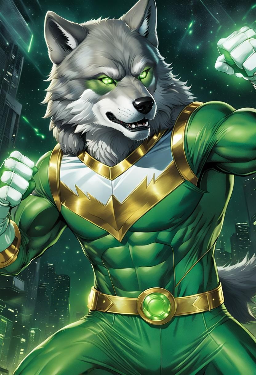 Green Zeo Wolf Ranger - AI Generated Artwork - NightCafe Creator