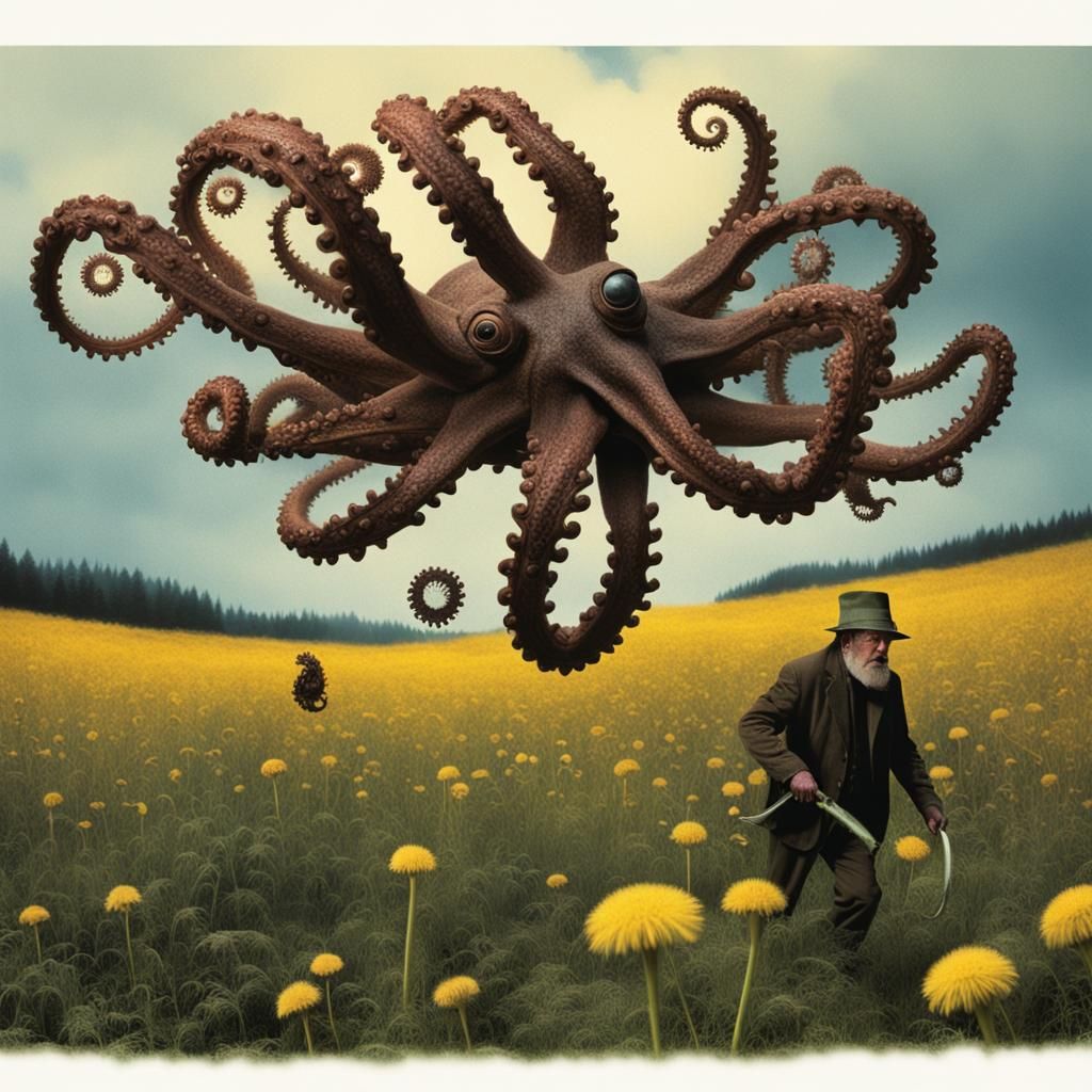 Flying Octopus Confuses Hillbillies in the Dandelion Patch, IV - AI ...
