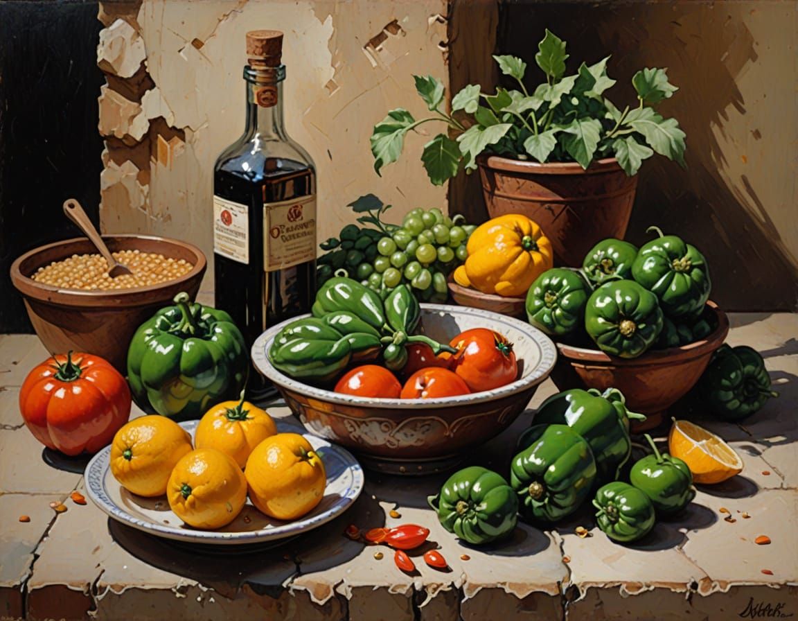 Bodegon 3 - Elegant Wooden Plank with Vintage Mexican Still ...